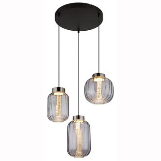 Globo Lighting Pendellampe H&auml;ngelampe Wohnzimmerleuchte LED Rauchglas Esstischlampe H 150 cm