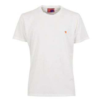 Gallo Gallo, unisex, Tops, Blanc, Taille: M T-shirt en coton blanc uni teint avec encolure ronde unisexe