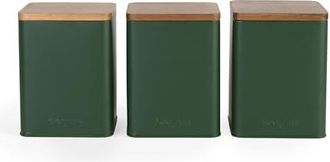 Salter Salter Toronto 3-teiliges Kanister-Set - Aufbewahrungskanister f&uuml;r Tee, Kaffee und Zucker, mattierte Pulverbeschichtung, Akazienholzdeckel, leichte Re