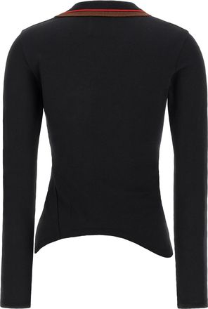 Vivienne Westwood Off-Center Button Cotton Polo Shirt - Black