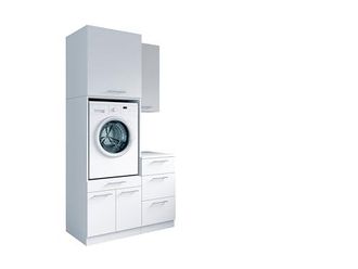 Laundreezy Waschraum Komplett-Set, Wei&szlig; - Modulares Schranksystem f&uuml;r Waschk&uuml;che & Hauswirtschaftsraum - 118 x 238 x 68 cm (B/H/T)