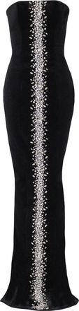 Balmain robe longue &agrave; ornements strass&eacute;s - Noir