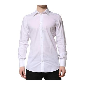Dolce & Gabbana Homme, Chemises, Blanc, Taille: 3XS Chemise Classique en Coton Blanc