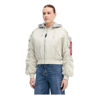 Alpha Industries Bomber l&eacute;ger &agrave; capuche court - Femme - Vestes - Gris - Taille: 42 FR
