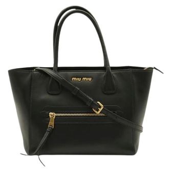 Miu Miu Pre-owned Madras Leather 2way Bag - - Pre-owned - Damen - Schwarzk - ONE SIZE