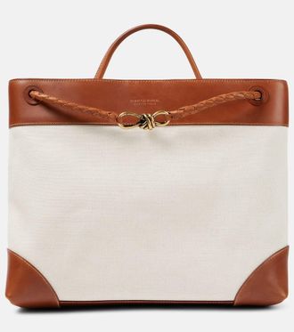 Bottega Veneta Tote Bag Andiamo Large aus Canvas mit Leder