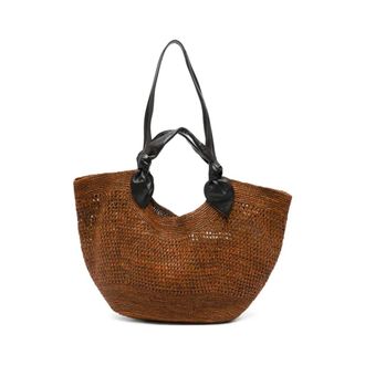 Hereu Femme, Sacs, Brun, Taille: ONE Size Fonol Woven Knotted Tote Bag