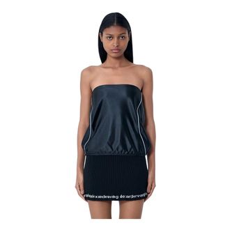 Alexander Wang Tr&auml;gerloses Satin-Oberteil - - Tops - Damen - Schwarzk - L
