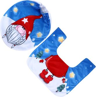 DOITOOL Baluue Wc Sitzbezug Weihnachtsmotiv Satz aus Vliesstoff Dekorativer Toilettendeckel und Wc Vorleger Weihnachtliche Badezimmer Dekoration Waschbar Gesc