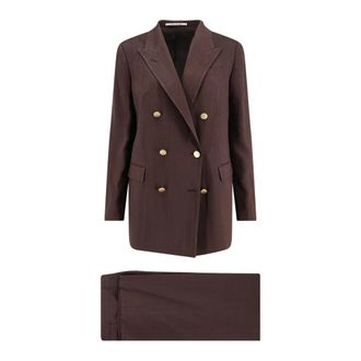 Tagliatore Jasmine Nadelstreifen-Anzug - - Jackets - Damen - Braun - L