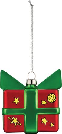 Alessi Cobosmico GJ02 16 - Weihnachtsdekoration, die den Kleinen Würfelförmige Geschenkbox aus Mundgeblasenem Glas in Einer Form Darstellt und von Hand Dekor