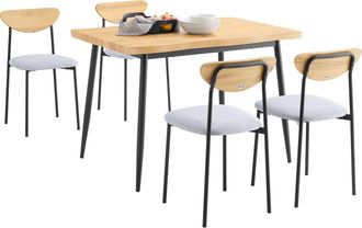 SoBuy Essgruppe Esstisch Set 5-teilig Bartisch mit 4 St&uuml;hlen, Komfortable St&uuml;hle mit Schaumstoffbezug Kleiner Esstisch f&uuml;r Esszimmer, K&uuml;che & Wohnzimmer, Id