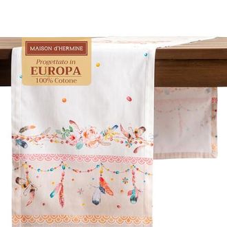 Maison d'Hermine Ibiza - Beige Chemin de Table 100 % Coton pour f&ecirc;tes D&icirc;ner Vacances Cuisine Printemps/&Eacute;t&eacute; (50cm x 150cm)