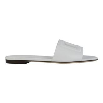 Dolce & Gabbana Sandalen - White Leather Dg Millennials Slides - Gr. 38,5 (EU) - in Wei&szlig; - f&uuml;r Damen