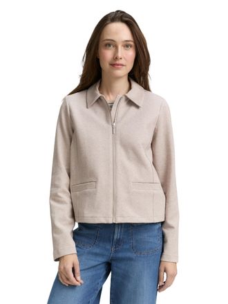Tom Tailor Damen 1047589 Regular Fit Jacke mit Rei&szlig;verschluss, 38330-Soft Taupe Melange, XL