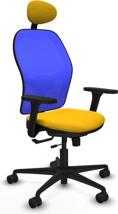 Piqueras y Crespo Ergonomischer Stuhl f&uuml;r Zuhause mit 3D-Armlehnen, h&ouml;henverstellbarer Lendenwirbelst&uuml;tze und festem Kopfteil, ausgestattet mit Syncro/Traslack und eing