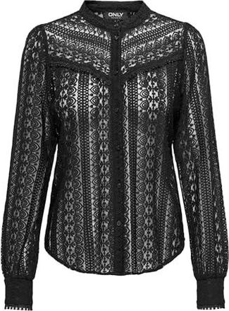 Only Onlreba Lace L/S Shirt WVN Noos Chemisier à Manches Longues, Noir, M Femme