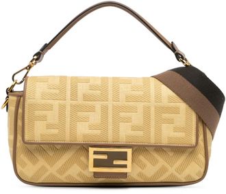 Fendi Hobo Bags - Zucca Embroidered Canvas Baguette Satchel - Gr. unisize - in Gelb - f&uuml;r Damen