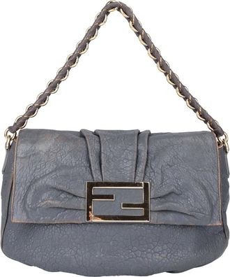 Fendi Crossbody Bags - Fendi Grey Leather Big Baguette Buckle Shoulder Ba - Gr. unisize - in Grau - f&uuml;r Damen