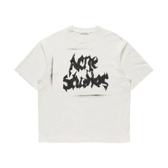 Acne Studios Gothic-Logo T-Shirt - - Tops - Herren - Wei&szlig; - L