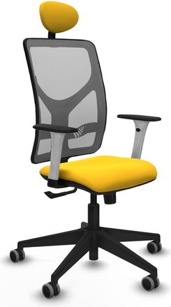 Piqueras y Crespo Klappstuhl mit wei&szlig;en und schwarzen Armlehnen, h&ouml;henverstellbarer Lendenwirbelst&uuml;tze und festem Kopfteil, ausgestattet mit 3 Positionen, Grau/Gelb