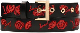 Kazar Schwarzer Lederg&uuml;rtel bestickt mit roten Rosen - - Accessories - Damen - Schwarzk - 90 CM