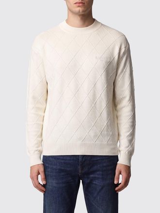 Balmain Lang&auml;rmeliger Baumwollpullover mit Rundhalsausschnitt und Rippb&uuml;ndchen