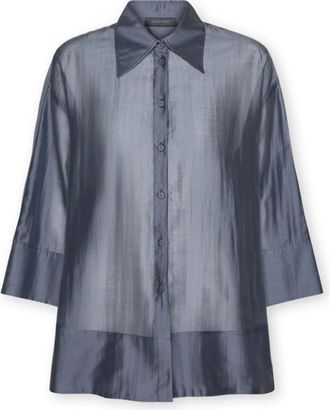 Elena Miro Femme, Blouses et Chemises, Bleu, Taille: 36 FR Chemise en organza