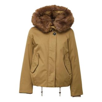 Woolrich Best Cotton Kurzparka mit Kunstfell - - Jackets - Damen - Braun - S