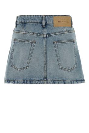 Ami Womens Denim Mini Skirt Bleu Used Exterior: Cotton Gonne