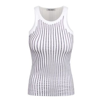 The Attico Femme, Tops, Blanc, Taille: 34 FR D&eacute;bardeur Orn&eacute; de Cristaux