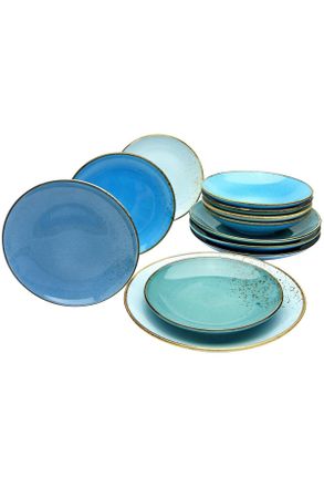 CREATABLE Kombiservice Nature Collection Aqua, Blau, Keramik, 12-teilig, Essen & Trinken, Geschirr, Geschirr-Sets, Kombiservice