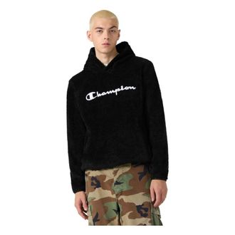 Champion Homme, Sweatshirts et sweats &agrave; capuche, Noir, Taille: XS Sherpa &agrave; capuche avec logo brod&eacute;