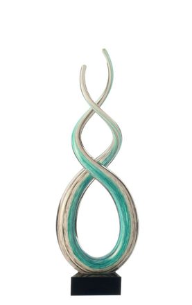 Leonardo Leonardo Skulptur Rotate, geschwungenes Glas im extravaganten Stil, stehend auf einem schwarzen Sockel, t&uuml;rkis, 38,5 x 13 x 8 cm, 1,5 kg, 064114