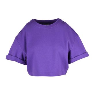 Ni&ugrave; Niu, Femme, Sweatshirts et sweats &agrave; capuche, Violet, Taille: 38 FR Felpa corta in panno