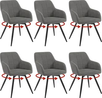 Woltu 6er Set drehbare Esszimmerstühle, Samt gepolsterte ergonomische Esszimmertühle mit Metallbeinen,Esszimmertühle mit Rücken- und Armlehnen, für Küche, W