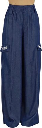 Liu Jo Femme, Pantalons, Bleu, Taille: 38 FR Pantalone Over
