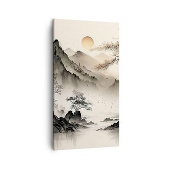 Arttor Bilder auf Leinwand Asien Japan Sicht Leinwandbild mit Rahmen 45x80cm Wandbilder Dekoration Wohnzimmer Schlafzimmer Küche Deko Klein Wanddeko Bild Wan