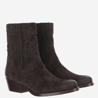 Sartore Womens Ankle Boots Suede Dark Brown Leather