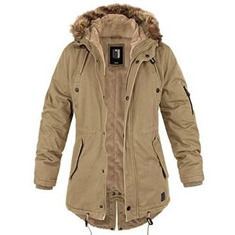 BW-Online-Shop Parka dhiver pour femmes avec doublure en polaire et queue de poisson, camel, S