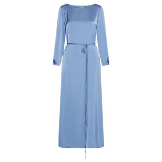 Marella Satin-Maxikleid mit G&uuml;rtel - - Dresses - Damen - Blau - L