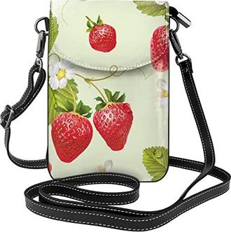 IUBBKI Lovely Strawberry Cell Phone Purse - Small Crossbody Leather Wallet Women Shoulder Straps Bag Carry Card Cosmetics