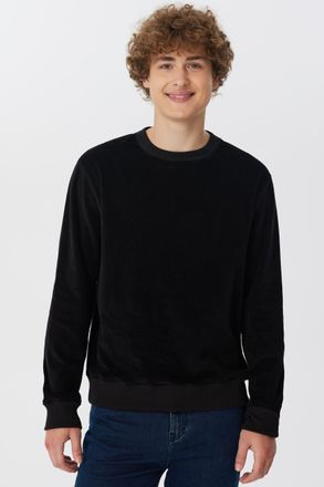 Leela Cotton Herren vegan Sweatshirt Corduroy Schwarz