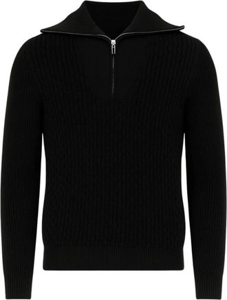 Paolo Pecora Homme, Pulls, Noir, Taille: M Pull Noir à Zip Finezza 7
