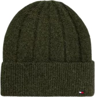 Tommy Hilfiger Femme, Accessoires, Vert, Taille: ONE Size Flag Fluffy Beanie