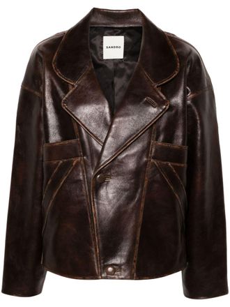 Sandro veste oversize en cuir - Marron