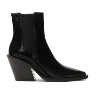 Kazar Schwarze Cowboy-Stiefel mit Shearling-Abs&auml;tzen - - Shoes - Damen - Schwarzk - 39 EU