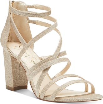 Jessica Simpson Damen Stassey Riemchensandalen mit Blockabsatz Sandale mit Absatz, Champagner, 42 EU