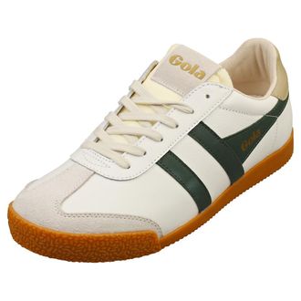 Gola Unisex Elan Leather Sneaker, White/Evergreen/Bone, 40.5 EU