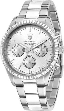 Maserati Homme, Accessoires, Gris, Taille: ONE Size Montre Chronographe Bracelet en Acier Inoxydable